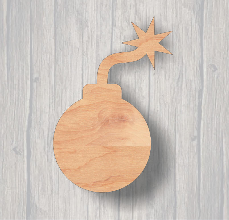 Cartoon Bomb. Unfinished wood cutout. Wood cutout. Laser Cutout. Wood ...